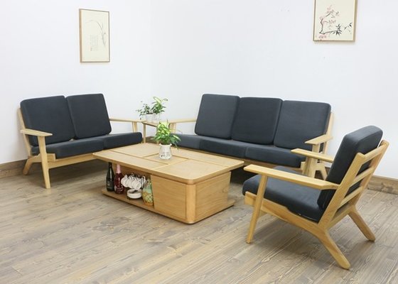 European Luxury Living Room Furniture Fabric Solid  Wood Sofa Set with Soft Cushion