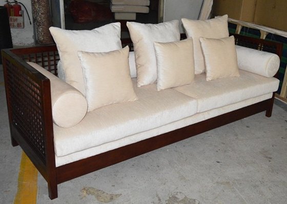 Contemporary Chinese Style Luxury Living Room Furniture 3 Seater Teak Wood Sofa SGS