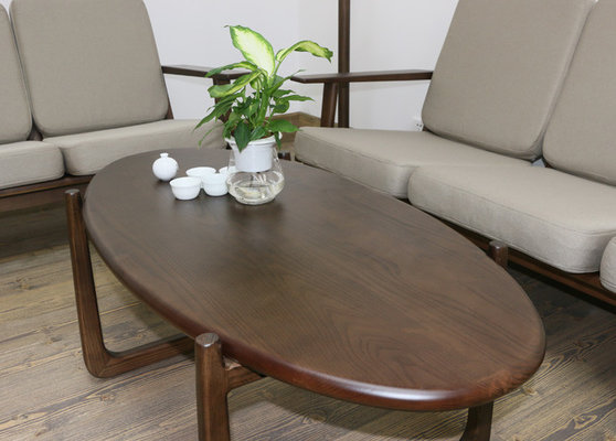 European Luxury Furniture Wooden Coffee Round Oval Tea Table for Living Room