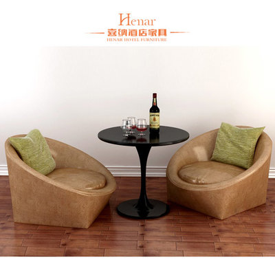 Nordic Minimalist Modern Hotel Living Room Furniture / Single Leather Sofa