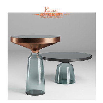 Hotel Luxury Living Room Round Glass Coffee Table With Metal Or Wood Top