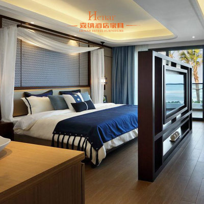 Modern Resort / Star Hotel Bedroom Furniture Queen Size Dark Brown