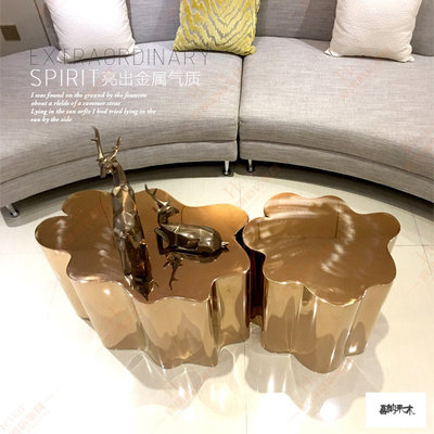 Decorative Modern Lobby Furniture Metal End Table In Golden Finish