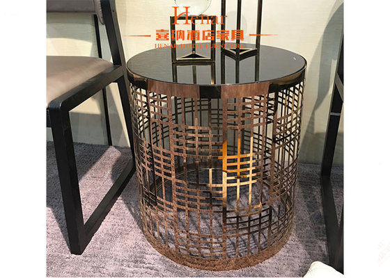 Hotel Living Room Furniture , Luxury Decor Metal Wire Base Round Coffee Table