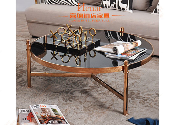 Black Top Modern Round Small End Accent Side Coffee Table For Living Room
