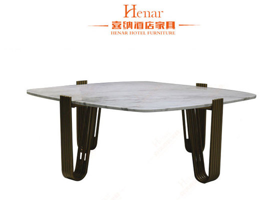 Creative Europe Luxury Living Room Furniture , Stainless Steel Gold Nordic Marble Coffee Table