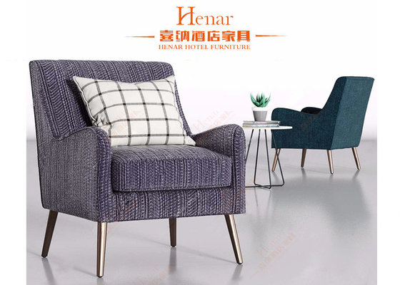 Gold Luxury Metal Leg Modern Lobby Furniture Fabric Chair For Hotel Leisure Area