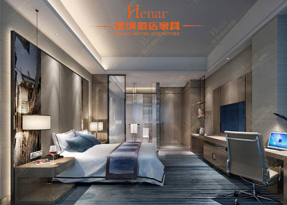 Home Or Hotel Bedroom Furniture Nature Wood Skin Color Cozy Style / King Bed Bedroom Sets