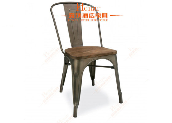Industrial Vintage Simple Design Restaurant Metal / Wooden Seat Tolix Chair