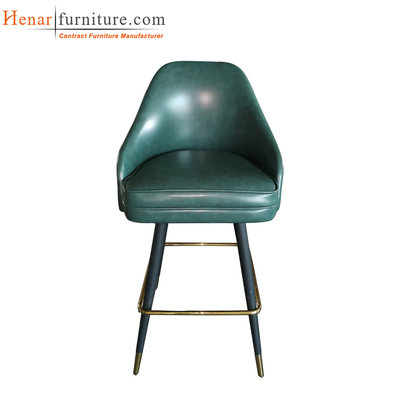 Indoor Green Microfiber Leather Upholstery Swivel Bar Stool Restaurant Furniture