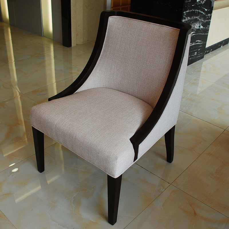 Wood Frame Fabric Accent Chair for Contemporary Luxury Dining Room Furniture