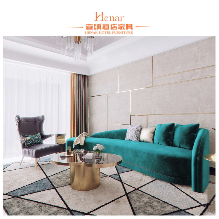 Contemporary Luxury Living Room Furniture / Glass Top Metal Frame Coffee Table Golden Color
