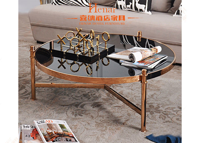 Black Top Modern Round Small End Accent Side Coffee Table For Living Room