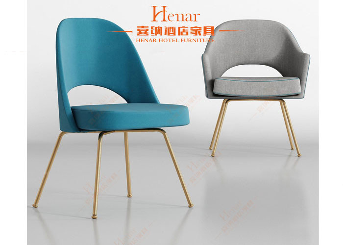 Fashion Modern Dining Room Chairs With Golden Metal Legs / Restaurant Armchairs