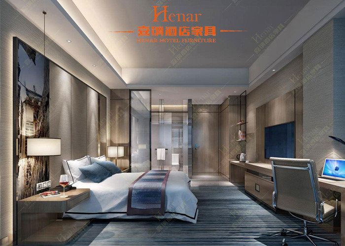 Home Or Hotel Bedroom Furniture Nature Wood Skin Color Cozy Style / King Bed Bedroom Sets