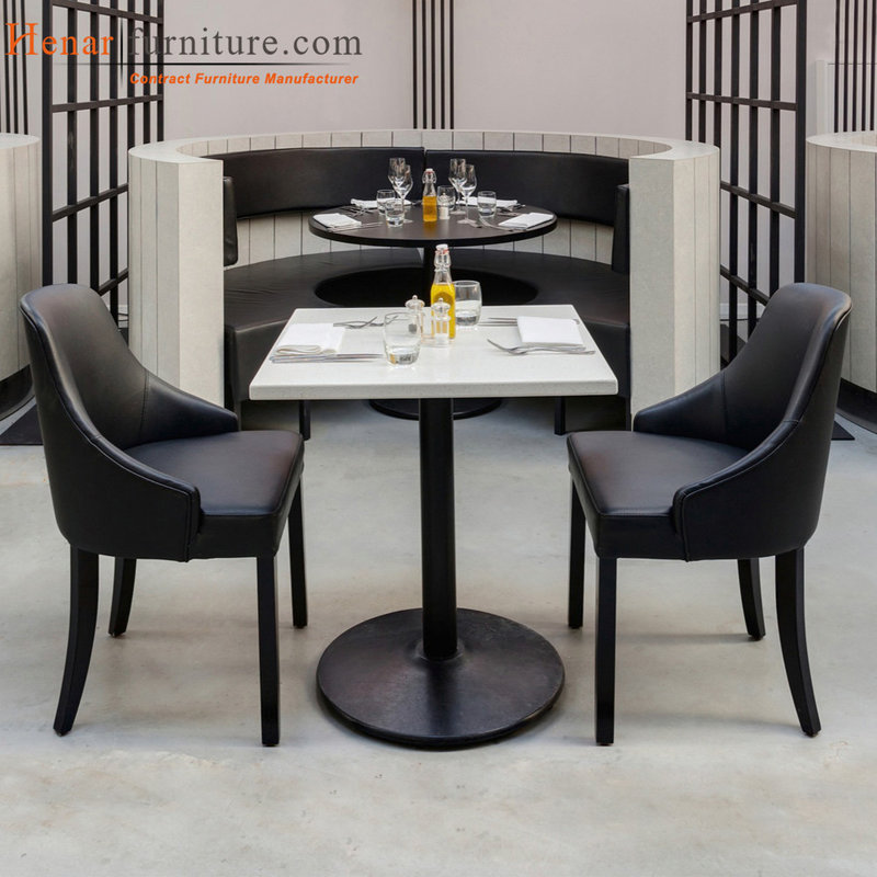 Restaurant Dining Room Furniture Sets With Wood Frame Leather Seat Upholstery