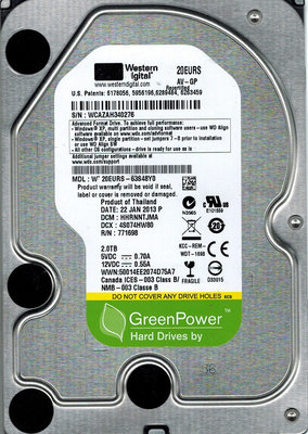 WD Green Internal replacement laptop hard drive / SATA internal hard disk WD20EURS