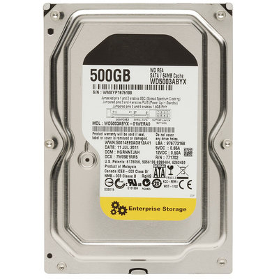 7200rpm SATA WD5003ABYX 500GB Hard Disk Drive 3.5inch Black for Enterprise