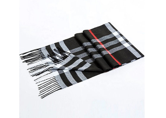 Elegant Scottish Warm Winter Accessories Acrylic Cashmere Men ' S Plaid Scarf Tassel