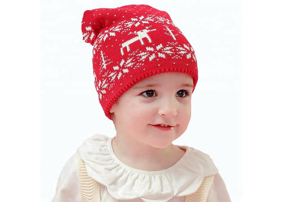 Red Color Warm Winter Accessories Cute Crochet Beanie Hat 0.08KG Weight
