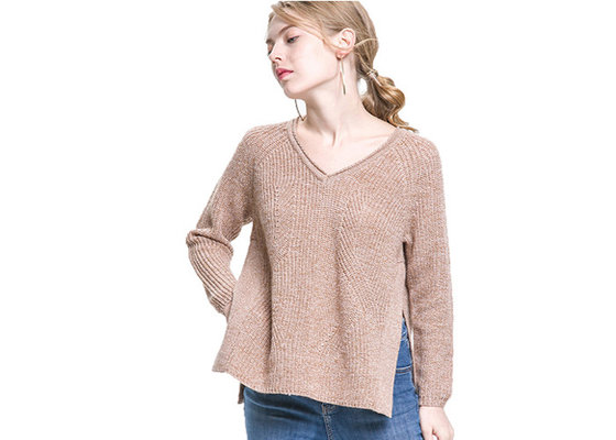 Lazy V Neck Cable Knit Jumper Womens Plus Size Cotton Or Acrylic Materials