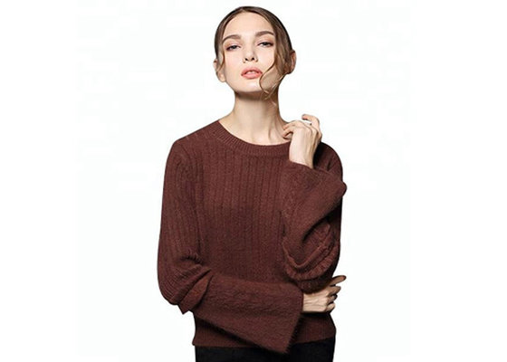 Angora Flare Sleeve Oversized Knit Jumper , Winter Sweater For Womens OEM Service