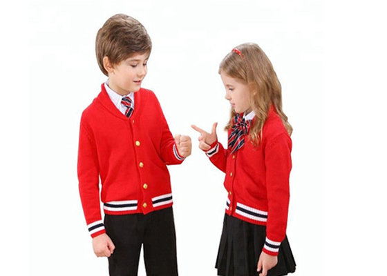 Elegant Kids School Uniforms Cardigan , Girls Uniform Sweater With Skirt Pattern
