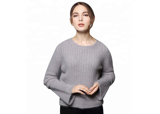 Splice Sleeves Cozy Knit Sweater Angora Rabbit Wool Materials Soft Warm For Ladies