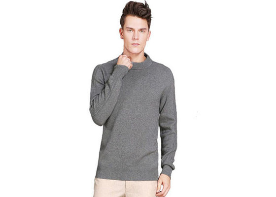 Thick Soft O Neck Mens Pure Cashmere Jumpers Long Sleeve Knitting 7 Gauge