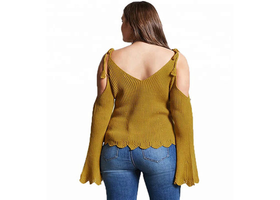 Sexy Drop Shoulder Cozy Knit Sweater Trumpet Sleeve Tops US14 - 20 Oversized