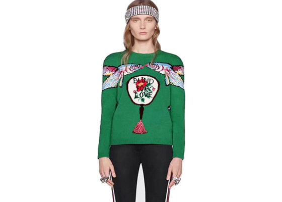 Jacquard Fish Design Long Knitted Sweater , Cute Sweaters For Women Thin Wool