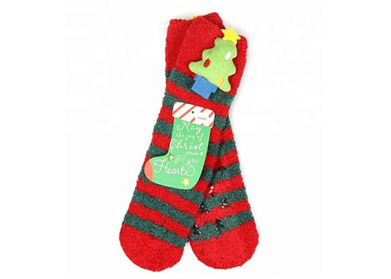 Unisex Tube Fuzzy Christmas Socks 100% Cotton Materials Five Colors Design