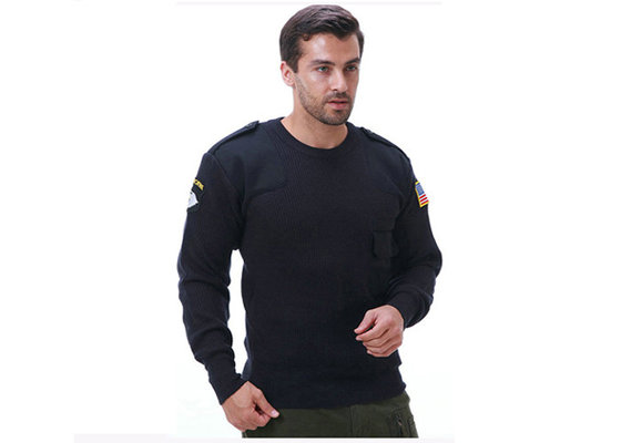 Spandex / Cotton Military Green Sweater Round Collar Type Comfortable Feeling