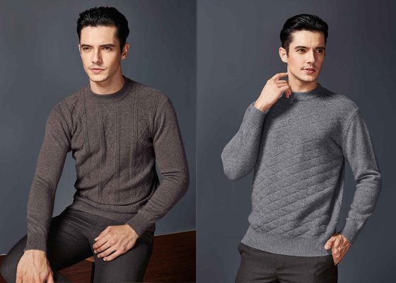 Round Neck Cable Knitted Made To Measure Sweaters Cashmere Knitwear S ~ 4XL For Men