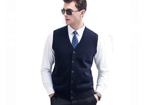 Button Soft Acrylic Business Black Mens Knit Cardigan Sweater Vest For Men
