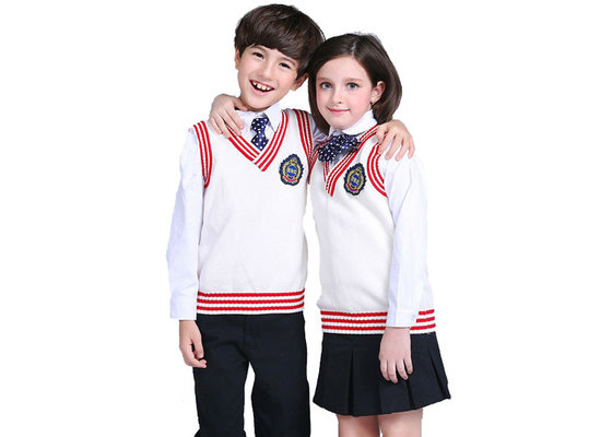 Spring And Autumn V Collar Knitted Vest School Uniform Sweater For Unisex
