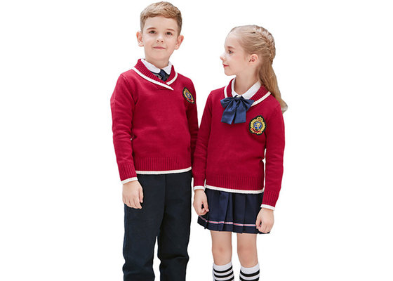 Knitted Primary School Uniform Pullover Sweaters Designs For Boys And Girls