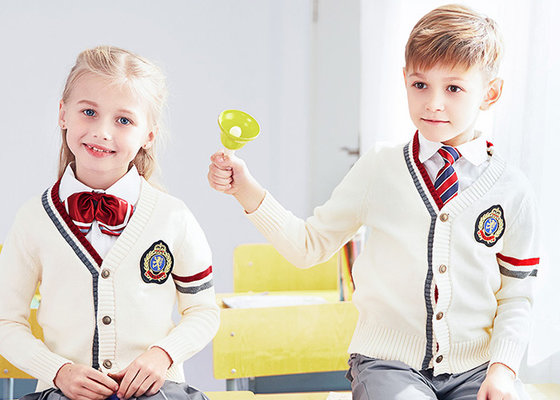 Basic 100 Cotton Button Down V Neck School Cardigans For Boys And Girls In Primary School