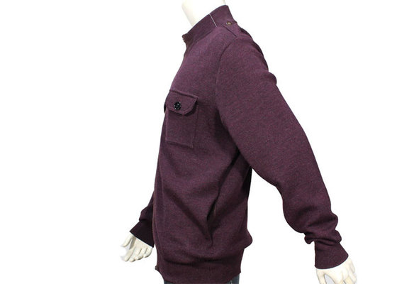Knitted Stand Collar Two Pockets Mens Cardigan Sweaters Full Zip For Winter Autumn