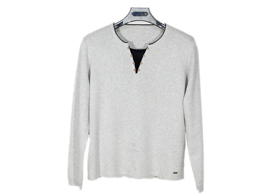 Long Sleeve Mens Cotton Sweaters Stylish V Neck Button Full Needle Knitted Pullover