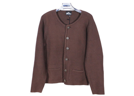 7GG Brown Color Plain Pattern Button Cable Mens Knit Sweater Cardigan For Winter