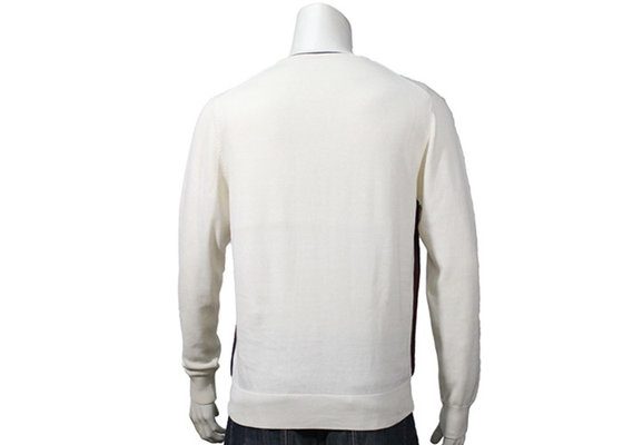 White Color Mens Knit Sweater Falls And Winter Pure Cotton Knitwear Jumpers