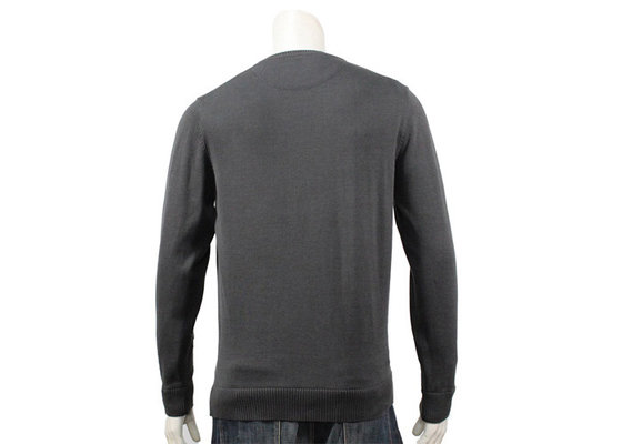 Long Sleeve Grey Color Mens Knit Sweater False Two Button Up On Shoulder