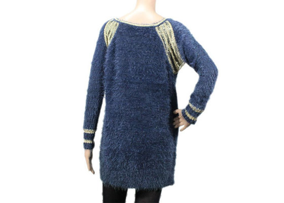 Pure Feather Yarn Rivet Soft Fuzzy Long Cozy Womens Knit Sweater Soft Hand Feel