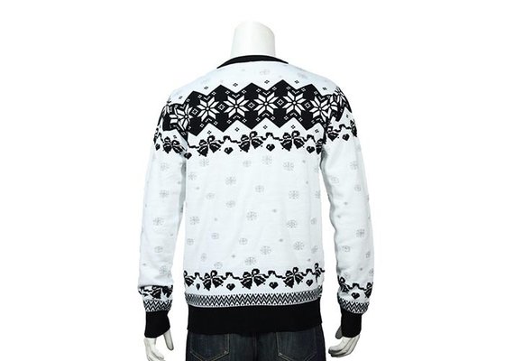 Grey And Black Merry Christmas Logo Jacquard Soft Ugly Christmas Sweater For Mens