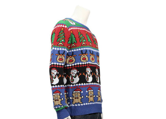 Long Sleeve Ugly Christmas Sweater With Christmas Trees Feature Patterns For Men