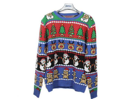 Long Sleeve Ugly Christmas Sweater With Christmas Trees Feature Patterns For Men
