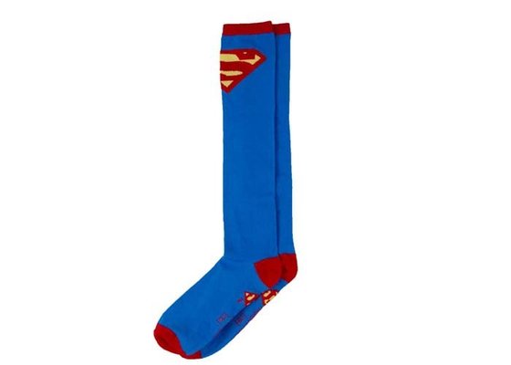 Blue Supermen Custom Logo Knee High Sports Socks For Unisex Spring And Autumn