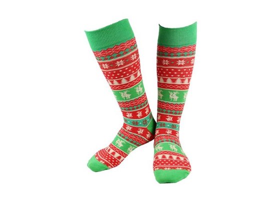 Indoor New Year Cotton Knit Christmas Stockings Custom Ankle Anti Slip For Winter