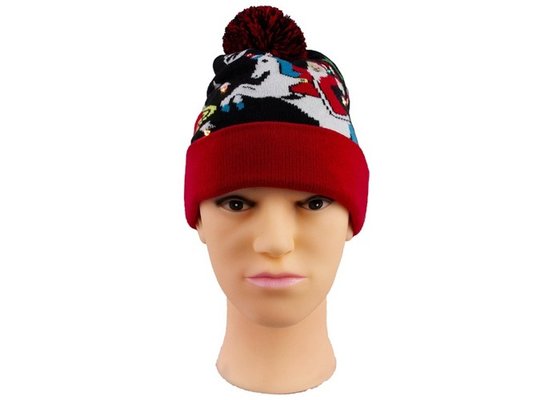 LED Jacquard Cable Knitted Warm Bobble Hat Soft Women Christmas Beanie With Pompom
